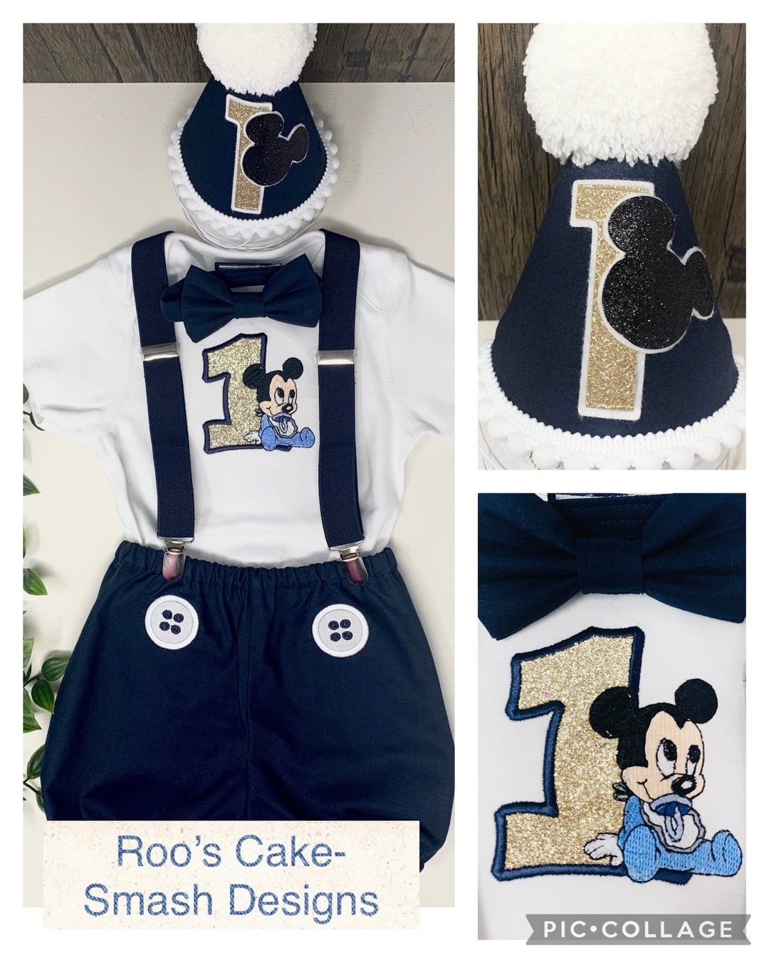 Disney Mickey Mouse Navy Blue Baby 1st Birthday Cake Smash - Etsy