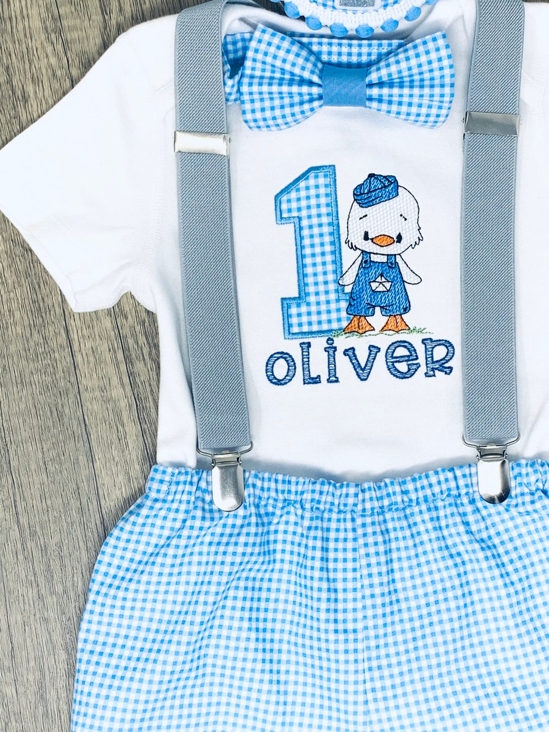 Personalised Cute Baby Blue Gingham Baby Duck Boy's 1st - Etsy