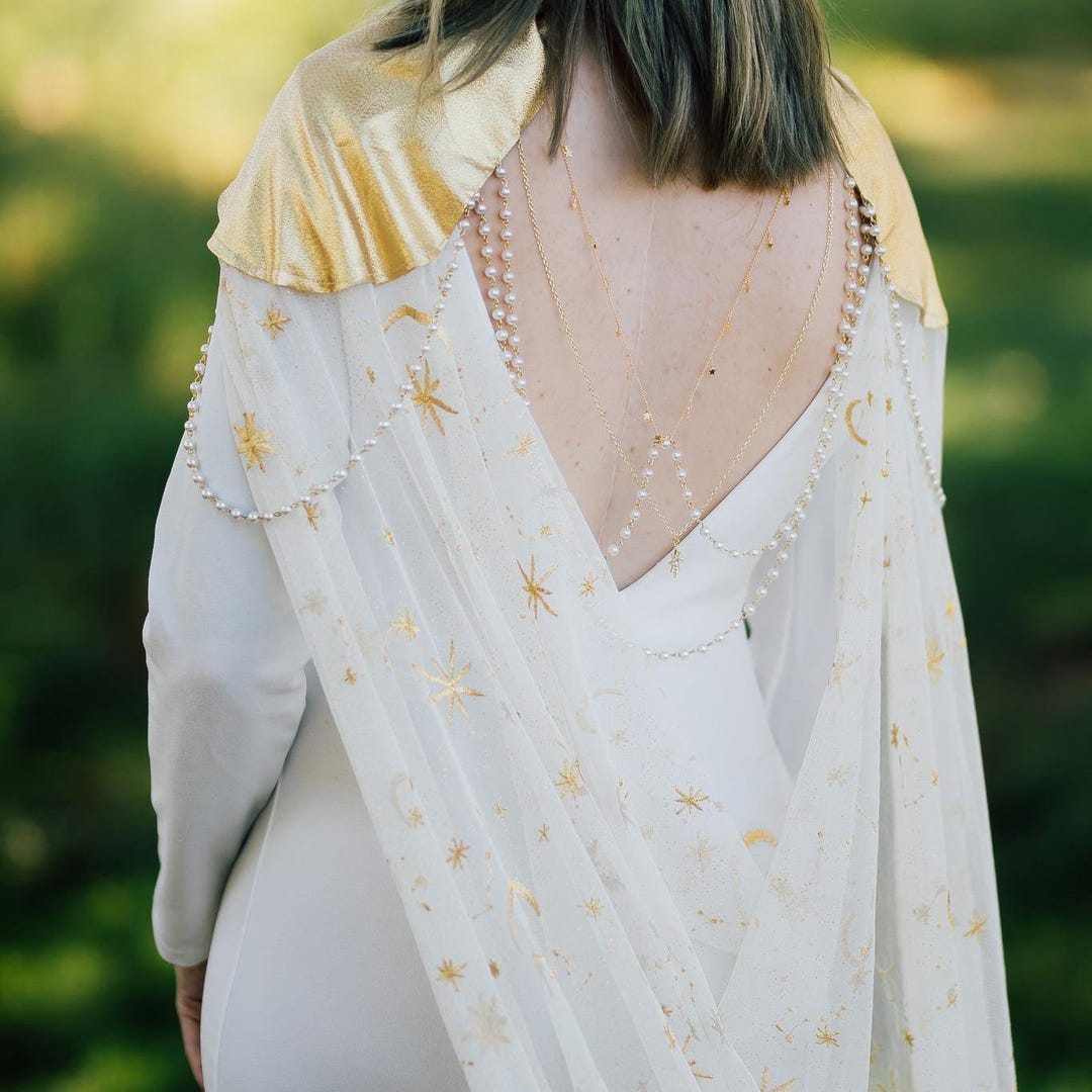 MADE TO ORDER: Celestial Cape With Pearls - Fantasy Ball - Wedding Cape ...