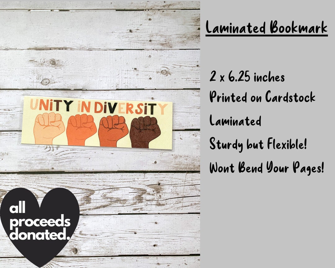 Unity in Diversity Laminated Bookmark, 100% Profits Donated, BLM ...