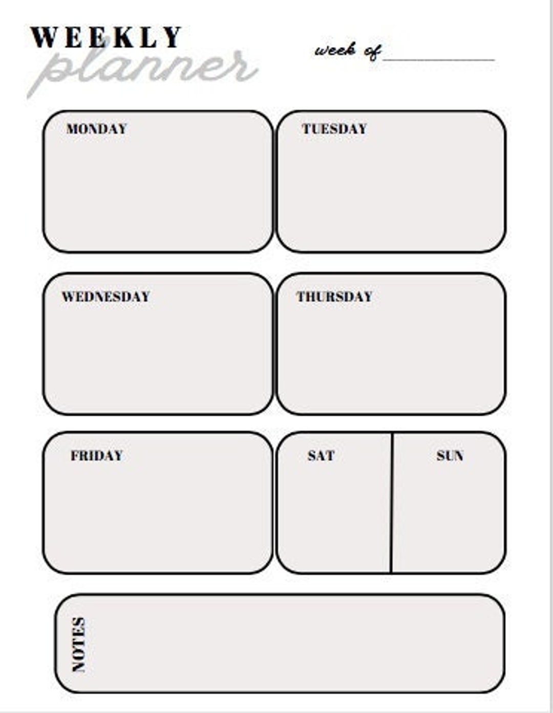 Minimalist Weekly Planner, Daily Schedules & Note Section for ...