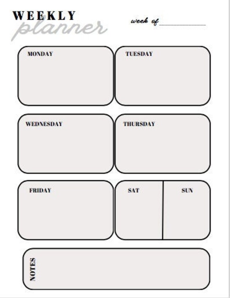 Minimalist Weekly Planner, Daily Schedules & Note Section for ...