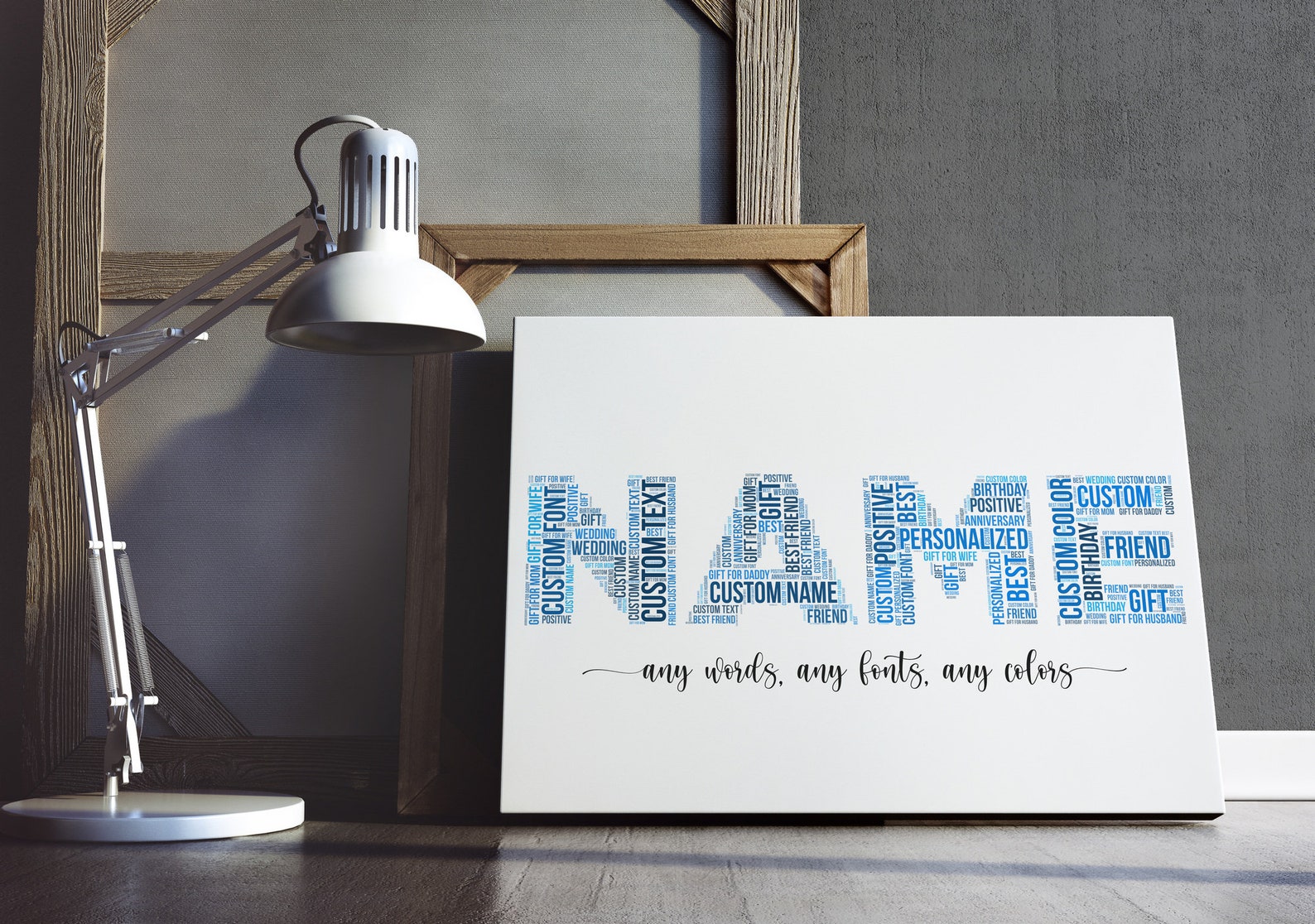 Custom Word Art Canvas Print with Frame Personalized Birthday | Etsy