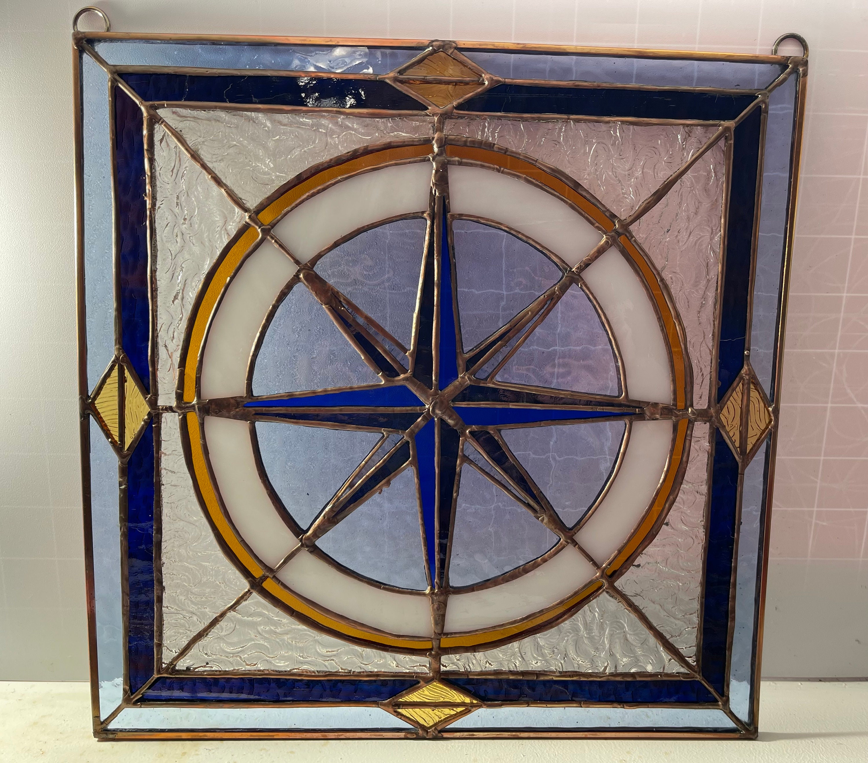Blue Stained Glass Compass - Etsy