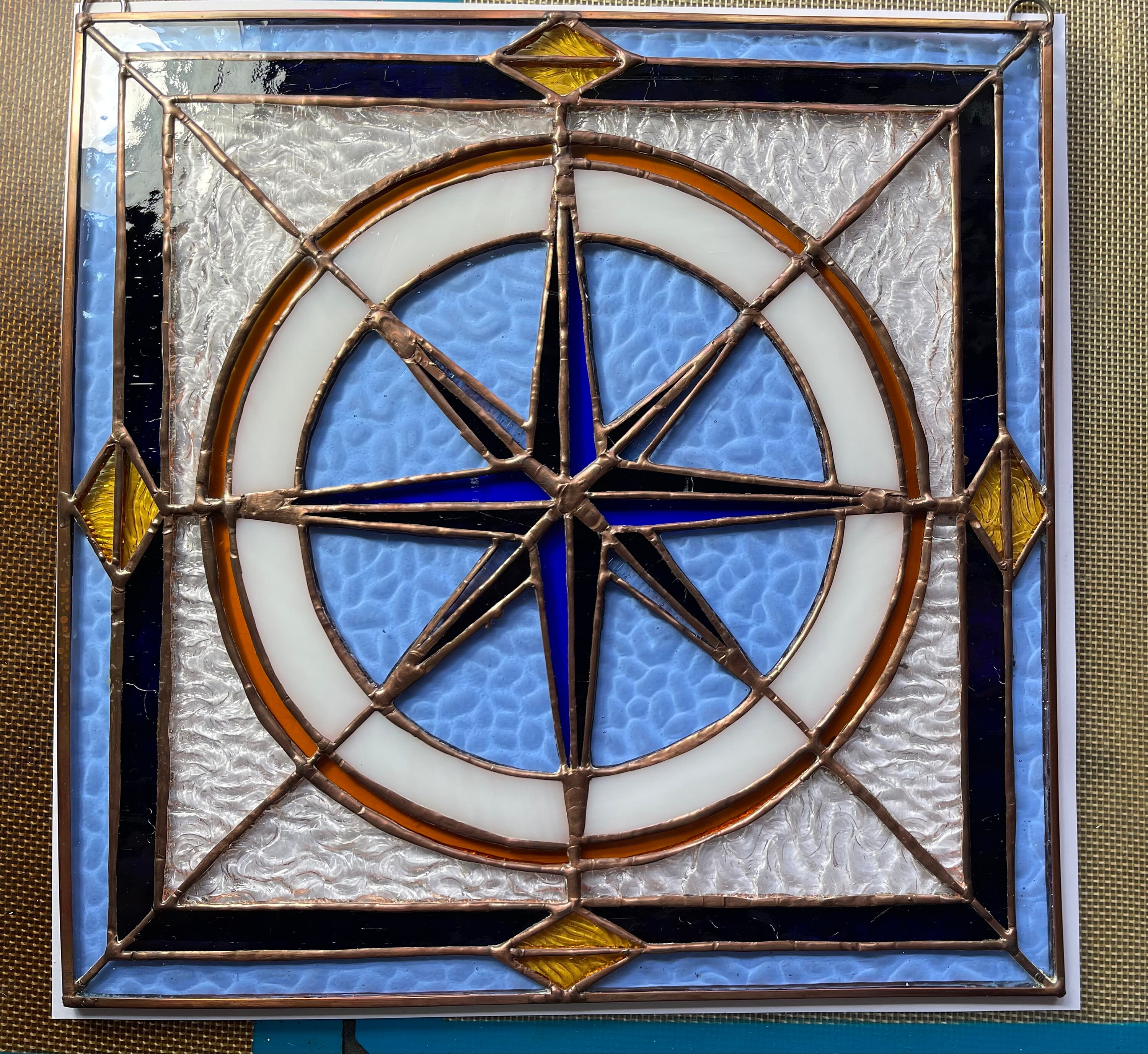 Blue Stained Glass Compass - Etsy