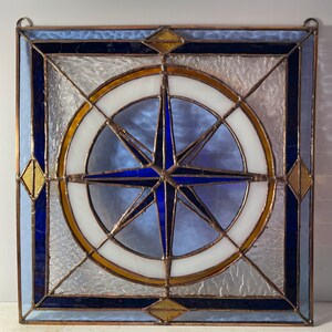 Blue Stained Glass Compass - Etsy