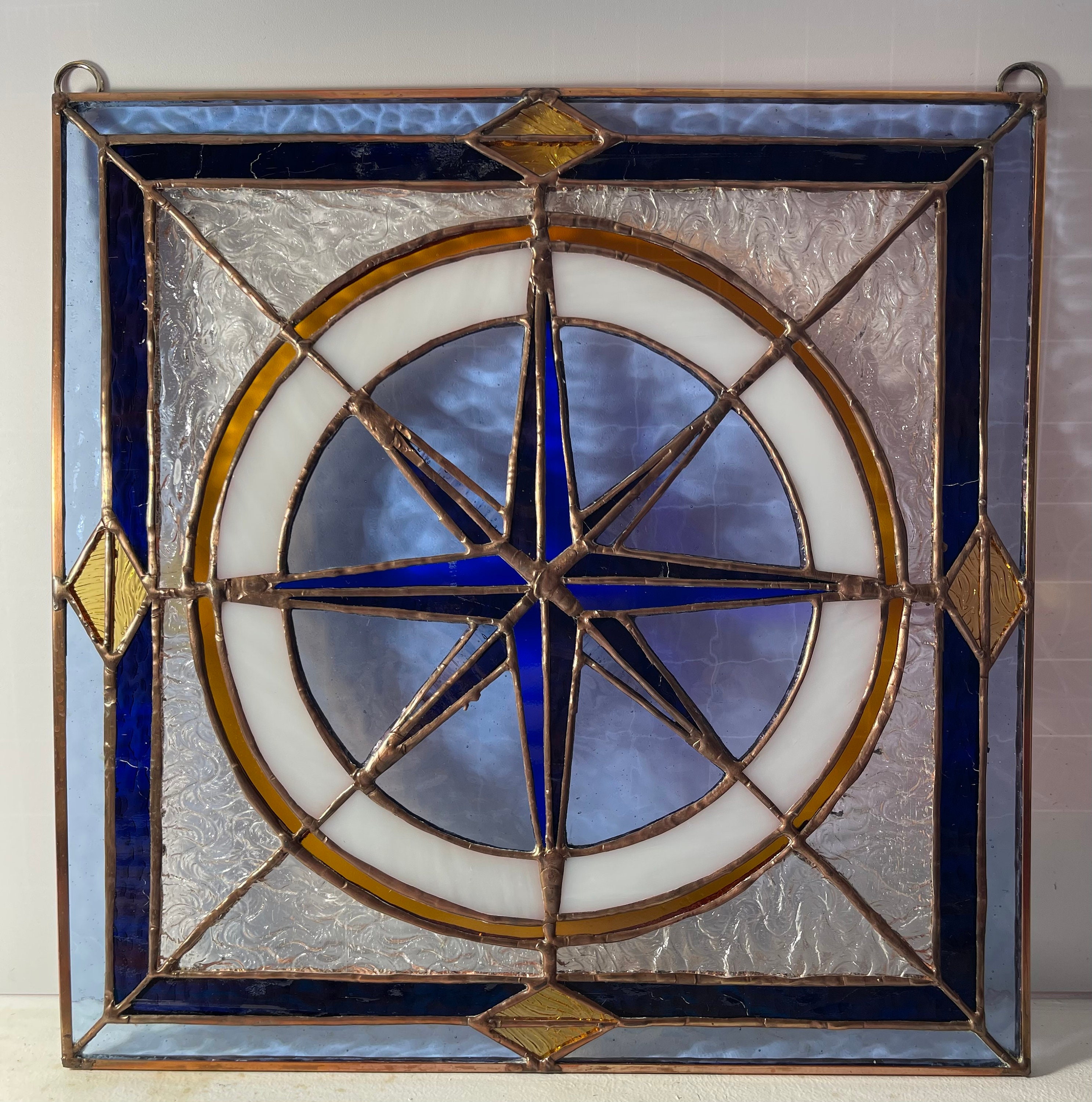 Blue Stained Glass Compass - Etsy