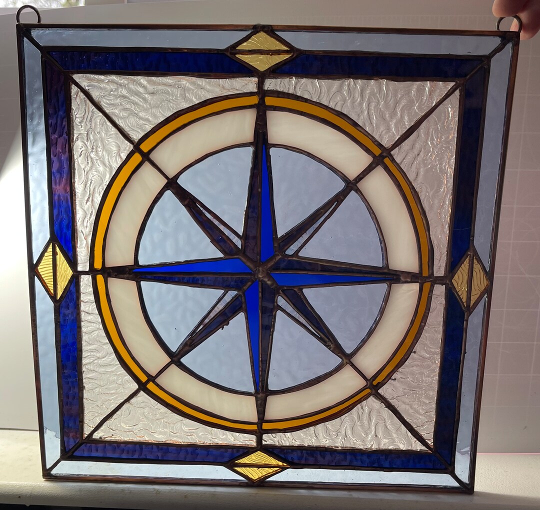 Blue Stained Glass Compass - Etsy