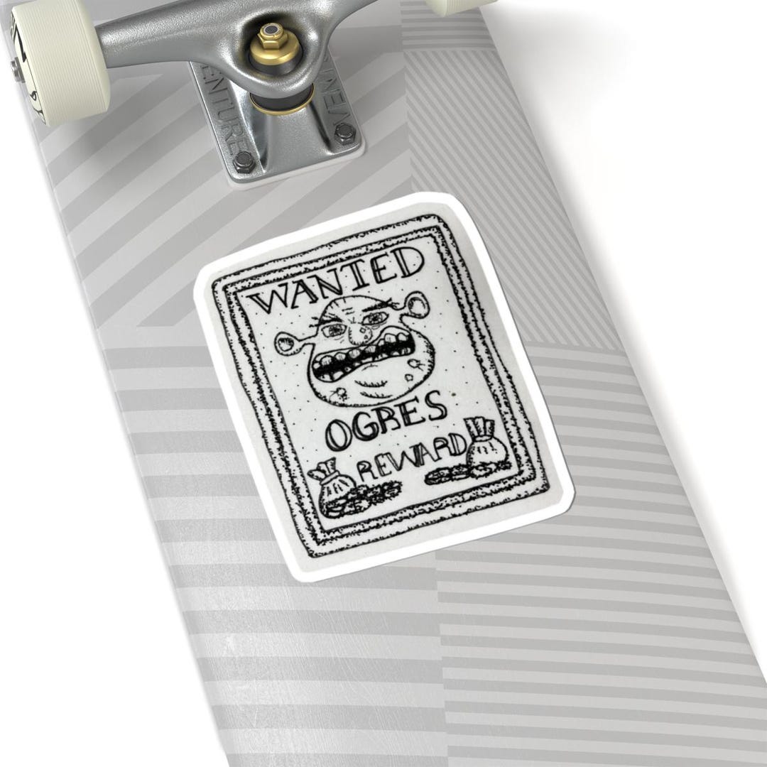 Shrek Wanted Ogres Sticker, Black and White Hand Drawn Decal, Quality ...