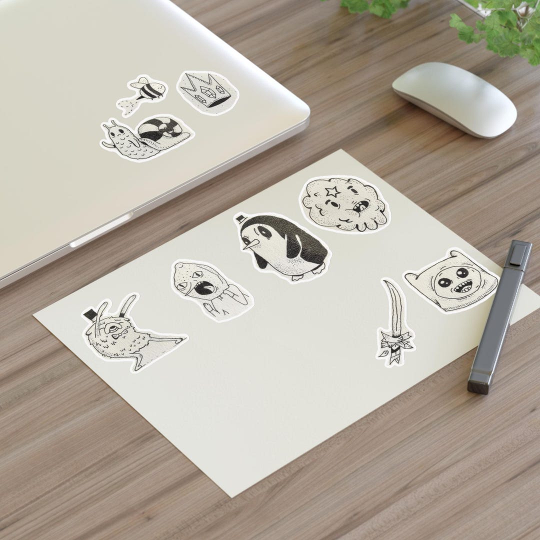 Adventure Time Hollo/black and White Sticker Sheet, Quality Hand Drawn ...