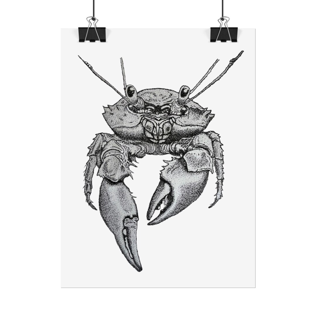 Crab Stipple Poster, Rolled Art Print, Australian Artist, Black Line ...