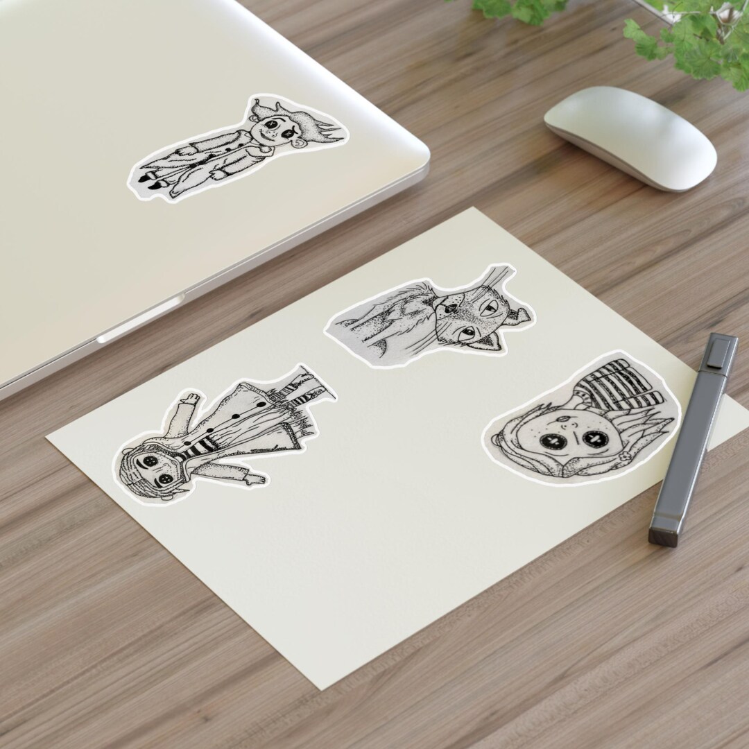 Doll Characters Sticker Sheet: Hand-drawn, Waterproof Vinyl Sheet - Etsy