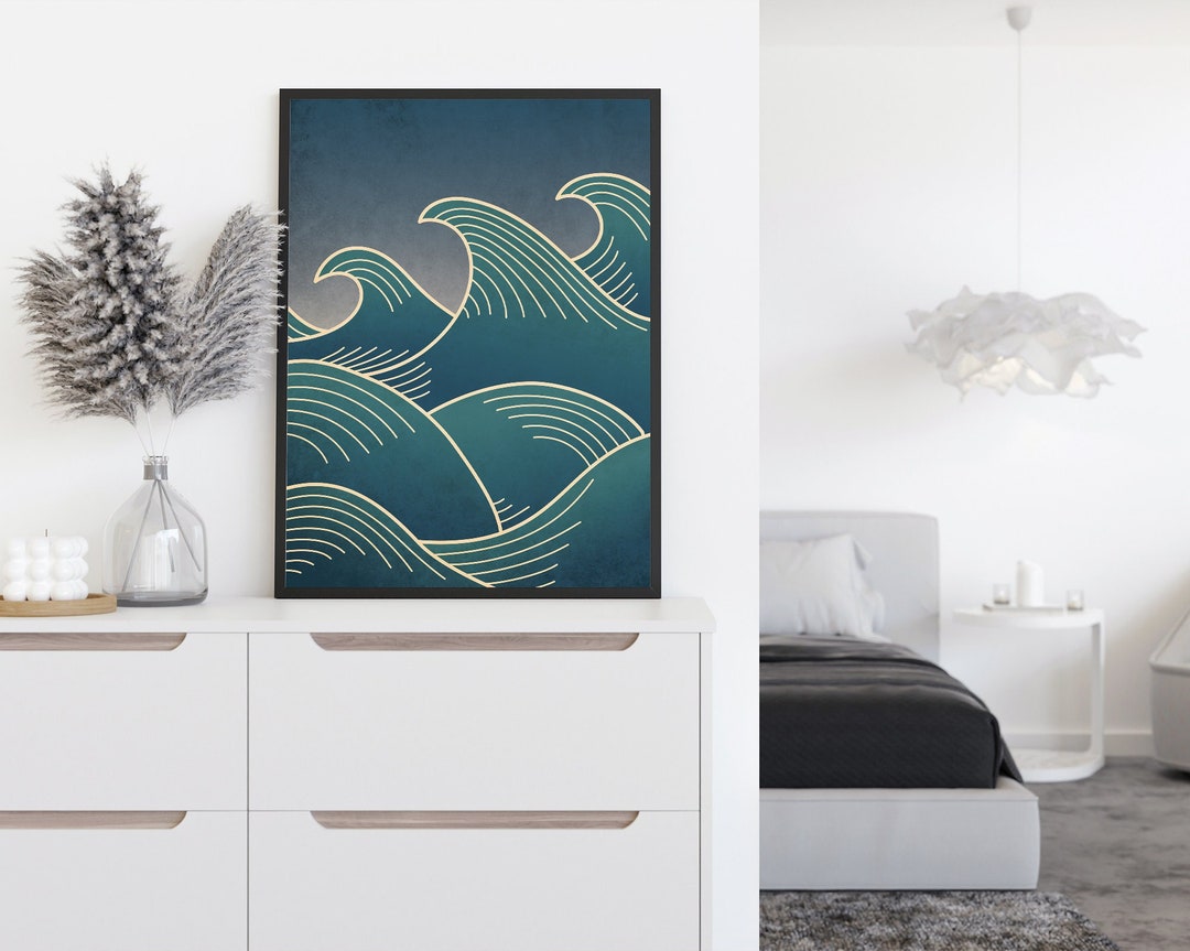 Art Deco Print Ocean Art Surf Poster Living Room Ocean Wall Art Modern ...