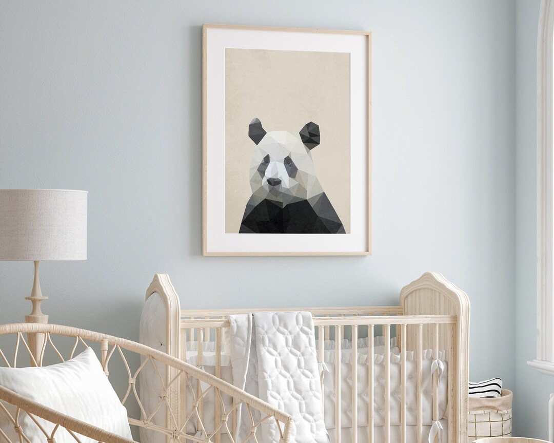Panda Low Poly Art Print, Children's Room Decor - Etsy