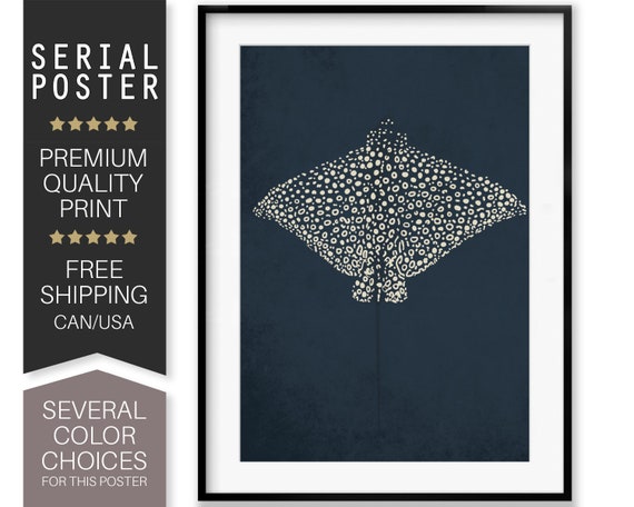 Spotted Eagle Ray Eagle Ray Illustration Ray Fish Poster | Etsy