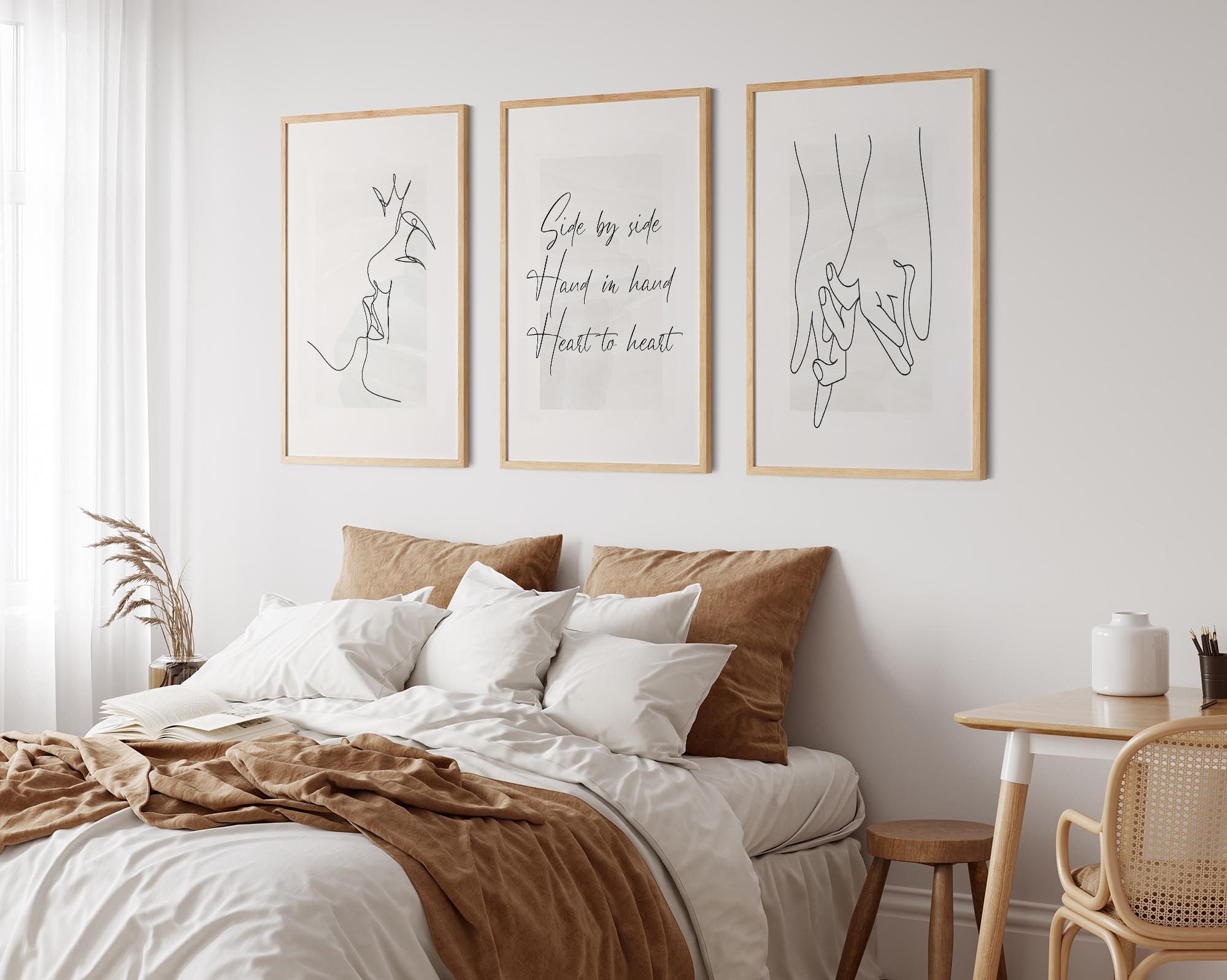 Bedroom Wall Decor, Line Art Set of 3, Lovers Posters, Minimalist Wall ...