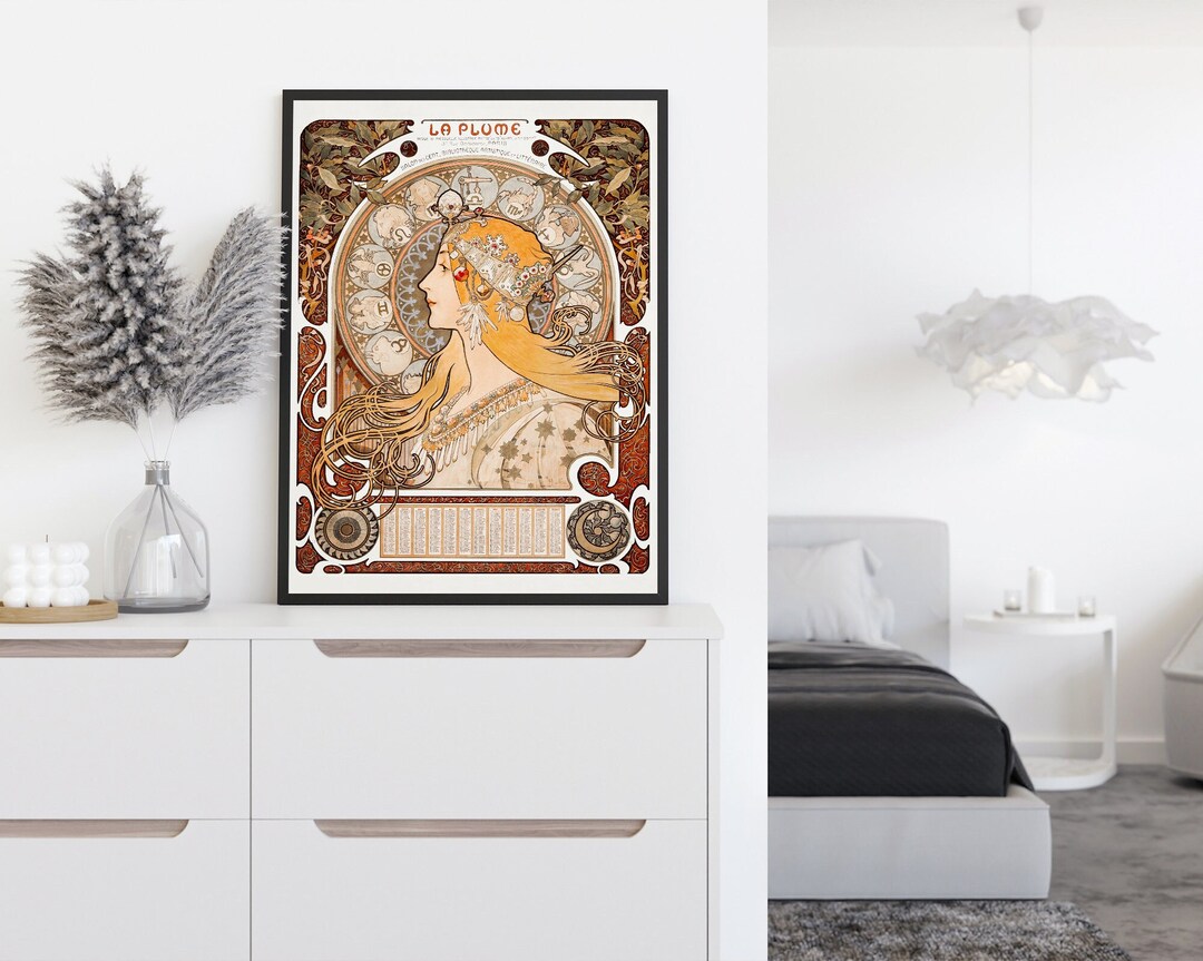 Alphonse Mucha Zodiac La Plume, Mucha Print Zodiaque La Plume, Mucha ...