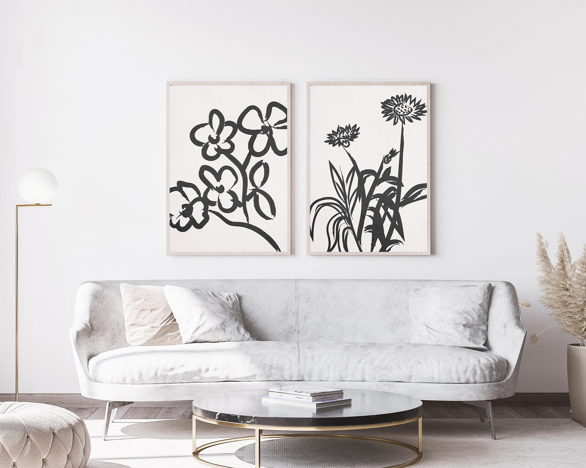 Set of 2 Large Botanical Prints Modern Art Living Room Flower - Etsy Canada
