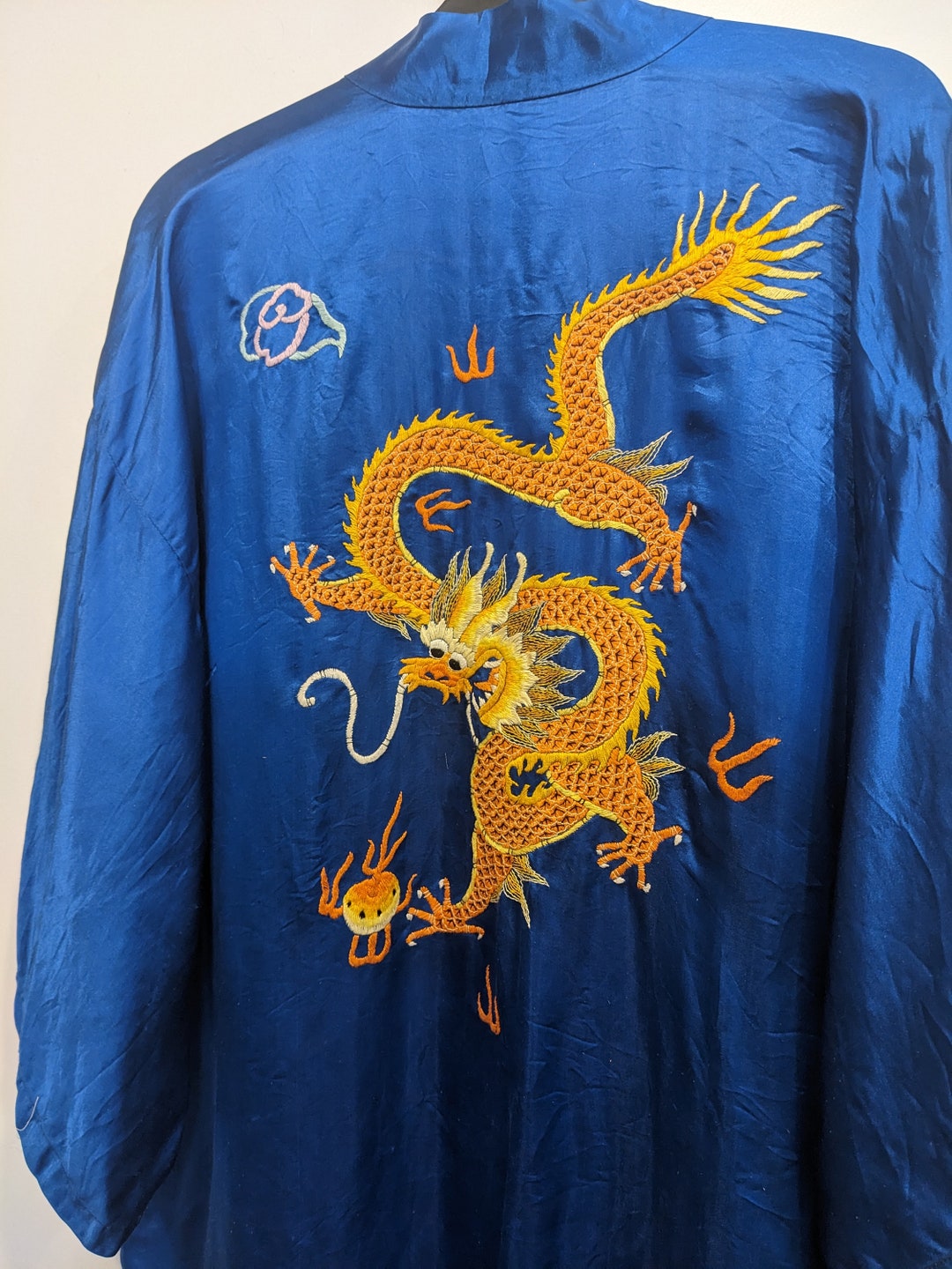 Silk Robe With Dragon Embroidery - Etsy