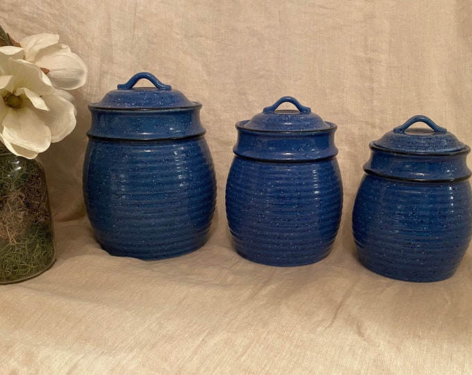 Speckled Blue Canister Set From Jay Import Company - Etsy