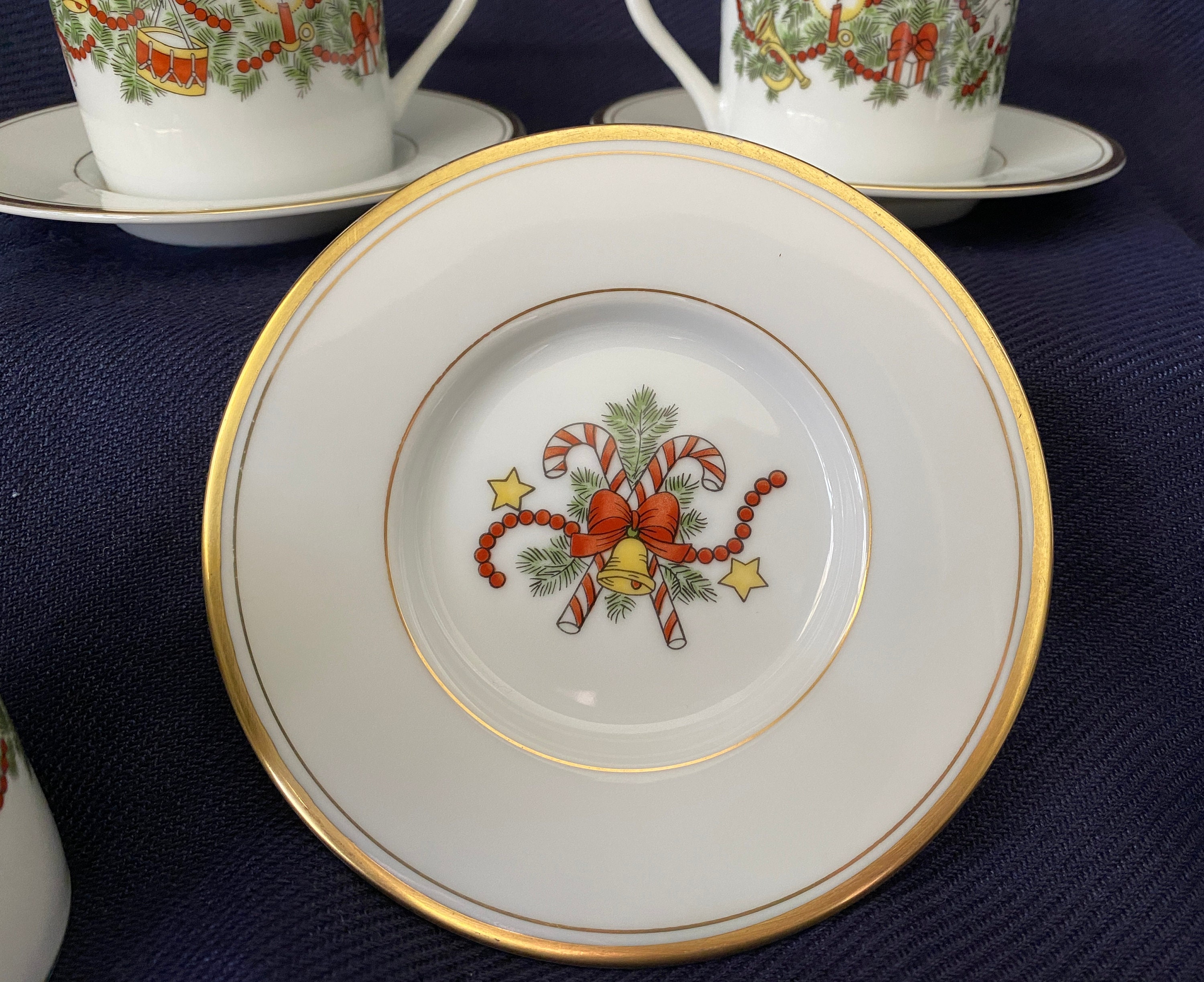 Vintage FITZ & FLOYD St Nicholas Demitasse Cup and Saucer Set - Etsy