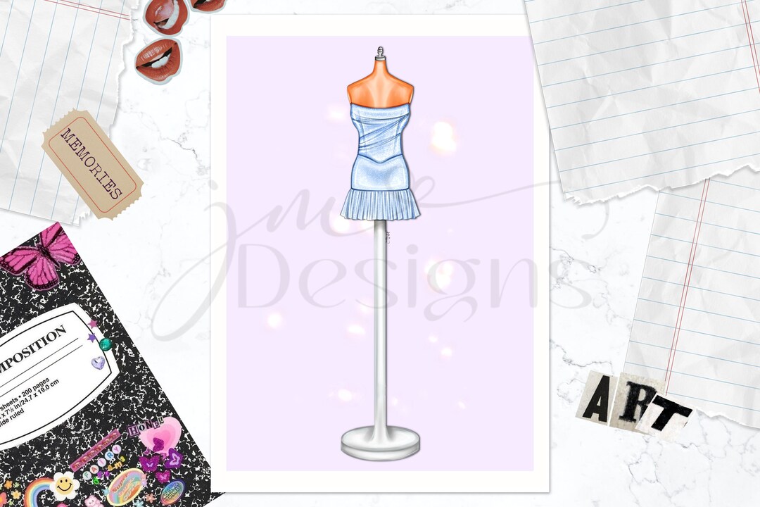 Blue Shimmer Fashion Music Inspired Outfits Art Print Fashion ...