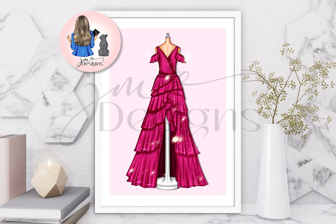Pink Acoustic Outfit Illustration Fashion Illustration Print A4 & 5x7 ...