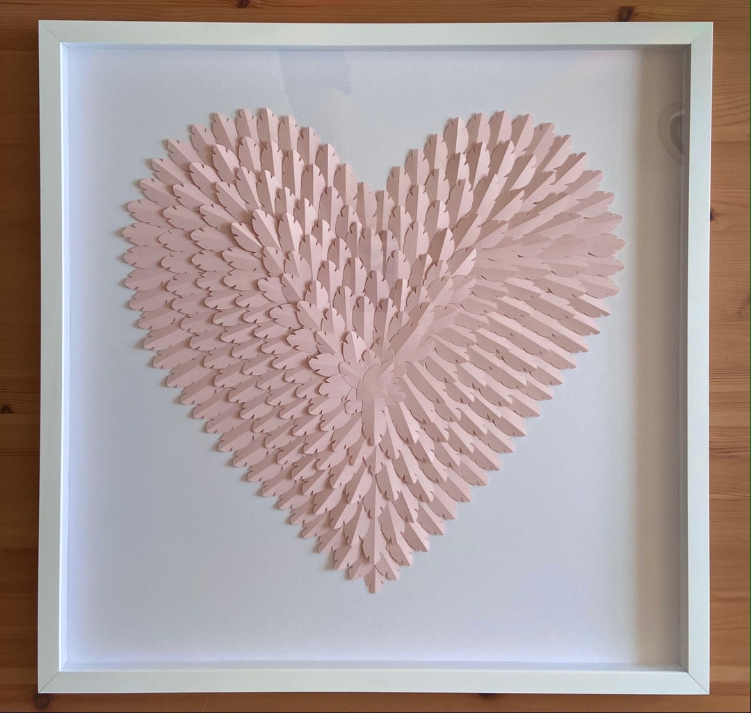 Restoration Hardware Replica Feathered Heart Acrylic Framed Paper ...