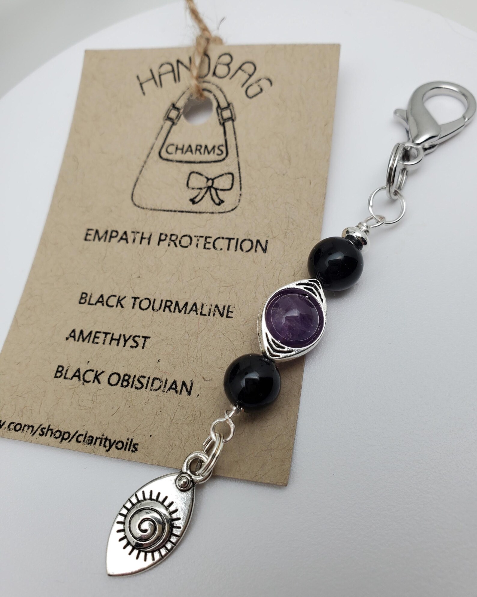 Empath Protection Purse Charm – Amethyst, Black Tourmaline, Obsidian ...