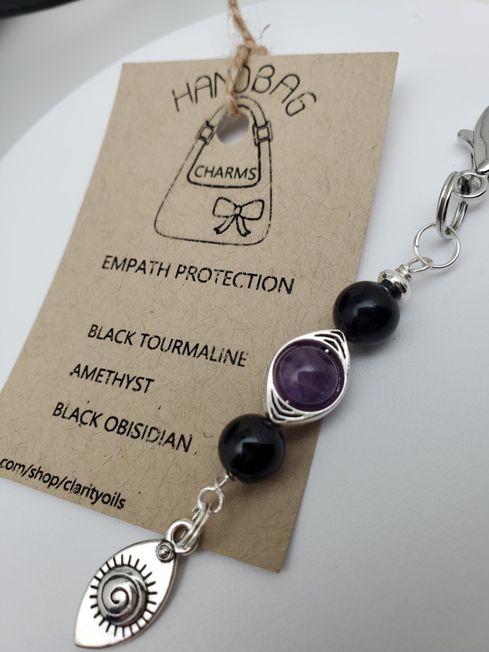 Empath Protection Purse Charm – Amethyst, Black Tourmaline, Obsidian ...