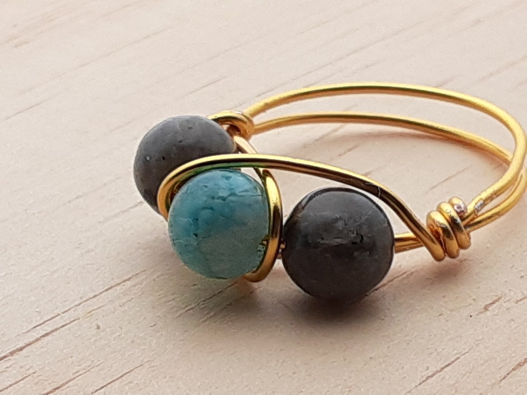 Yooperlite and Hemimorphite Wire Wrapped Ring Fears & Fobias Self ...