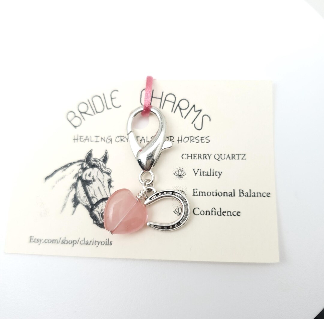 Cherry Quartz Heart Bridle Charm for Horses - for Vitality, Emotional ...