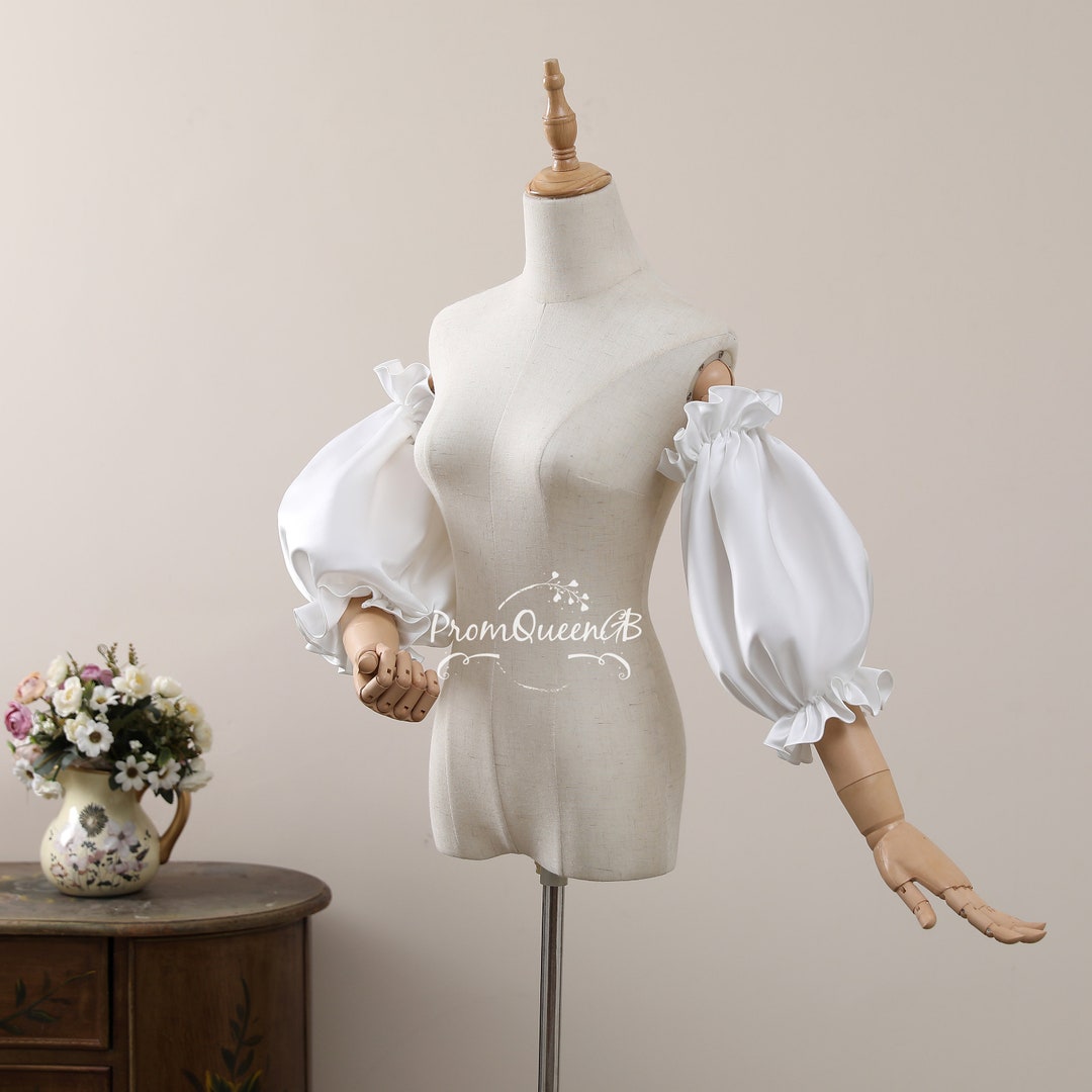 White Satin off Shoulder Sleeve Detachable Wedding Sleeve - Etsy