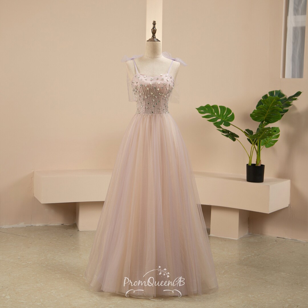 Shiny Rhinestone Prom Dress Pale Pink Sequin Party Dress - Etsy