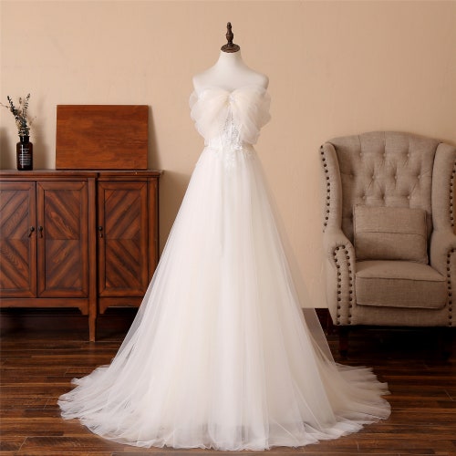 Infinity Tulle Prom Dress Long White Bridal Gown Lace Flower - Etsy