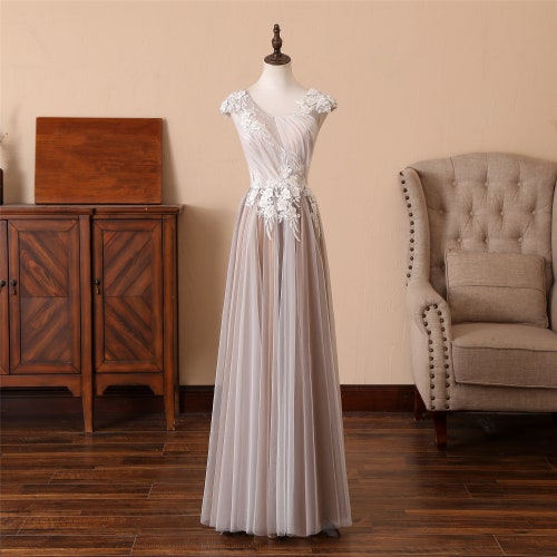 Infinity Tulle Prom Dress Long White Bridal Gown Lace Flower - Etsy