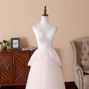 Infinity Tulle Prom Dress Long White Bridal Gown Lace Flower Top V-neck ...