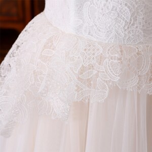 Infinity Tulle Prom Dress Long White Bridal Gown Lace Flower Top V-neck ...