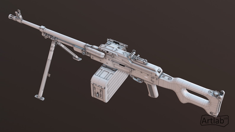 Pkm Machine Gun 3d Model 3d Weapon Model Soviet Weapon Etsy
