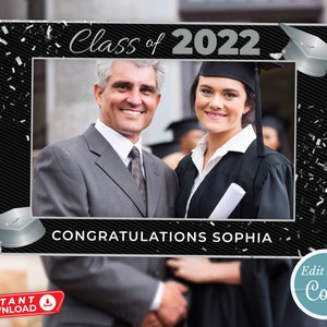 Editable Silver Graduation Photo Prop Frame Graduation Party - Etsy