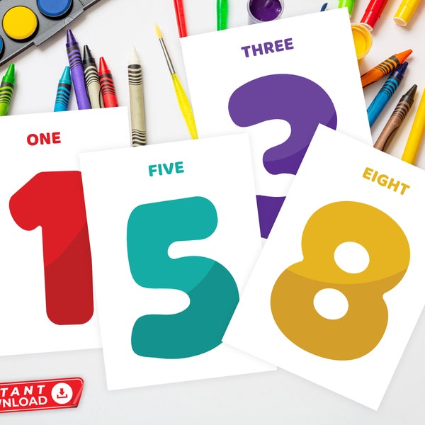 Number Flash Cards - Etsy