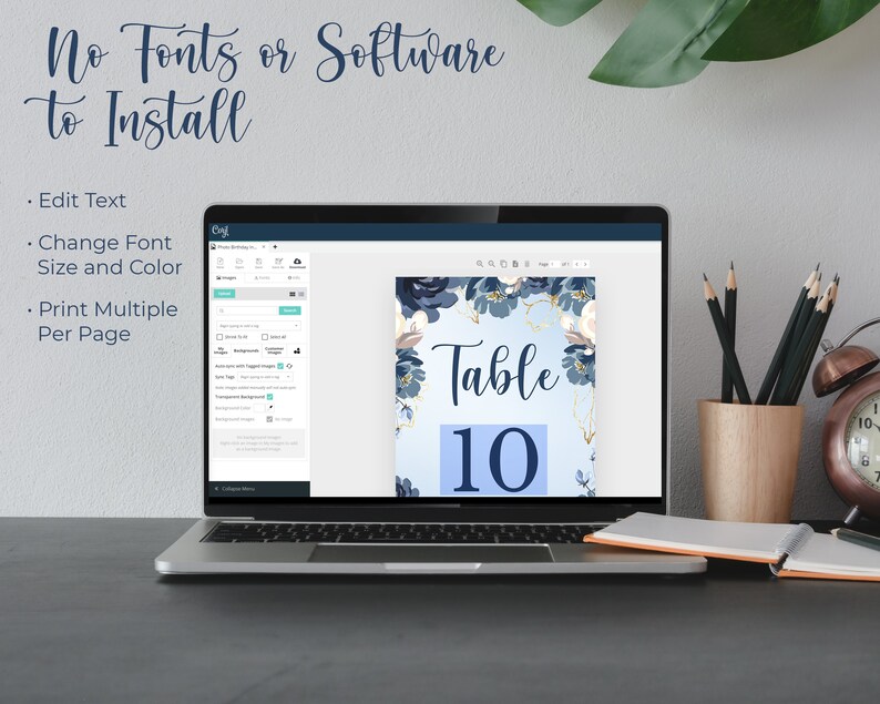 Royal Blue Printable Table Number Template Vertical Wedding - Etsy