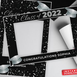 Editable Silver Graduation Photo Prop Frame Graduation Party - Etsy