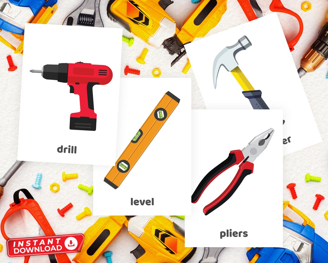 Cartoon Tools Flash Cards Verbs Flash Cards Classroom - Etsy Canada