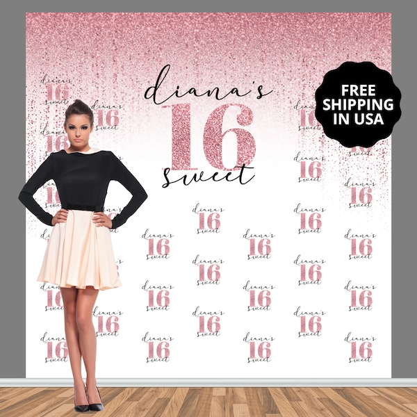 Gold Sweet 16 Backdrops - Etsy