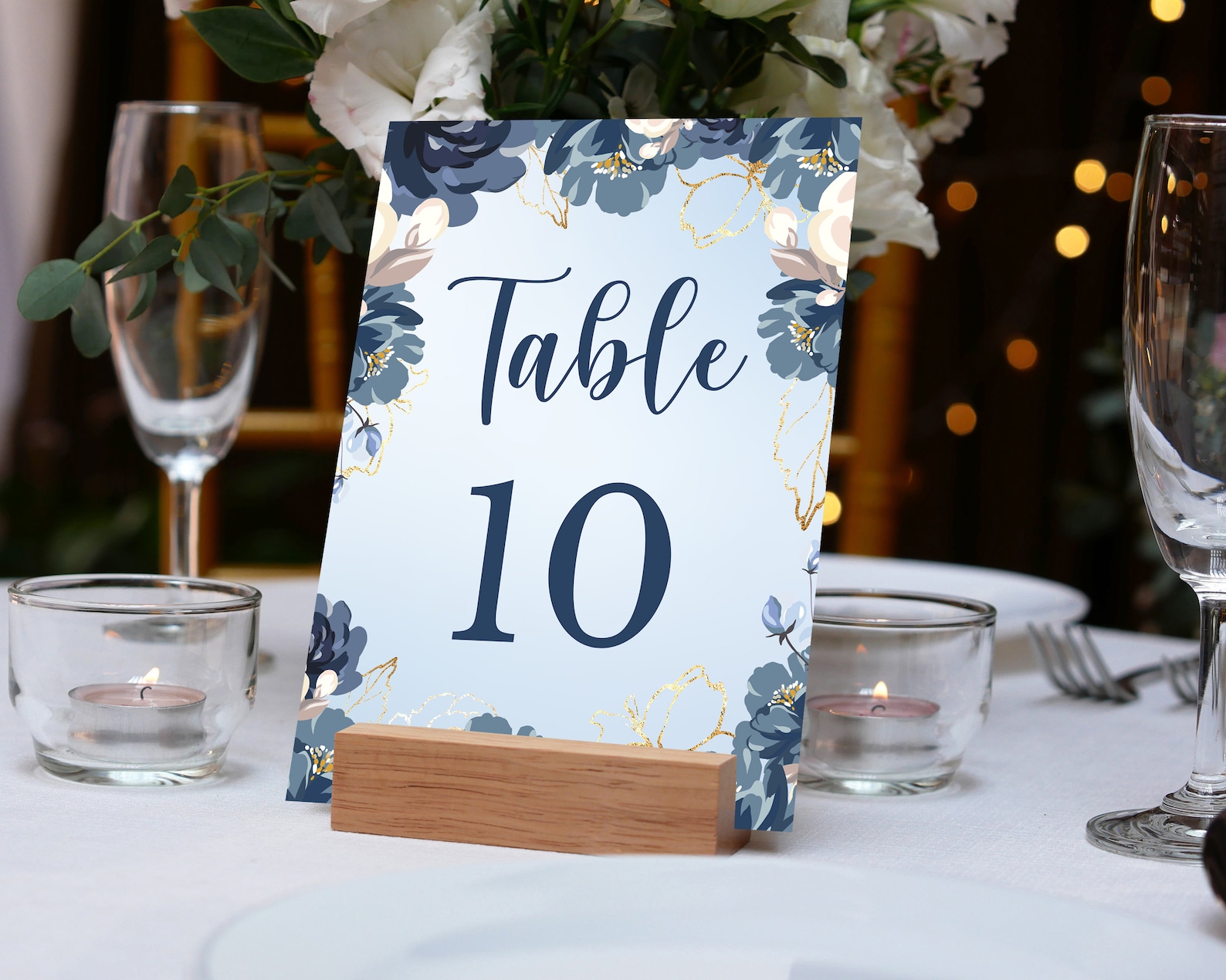 Royal Blue Printable Table Number Template Vertical Wedding - Etsy