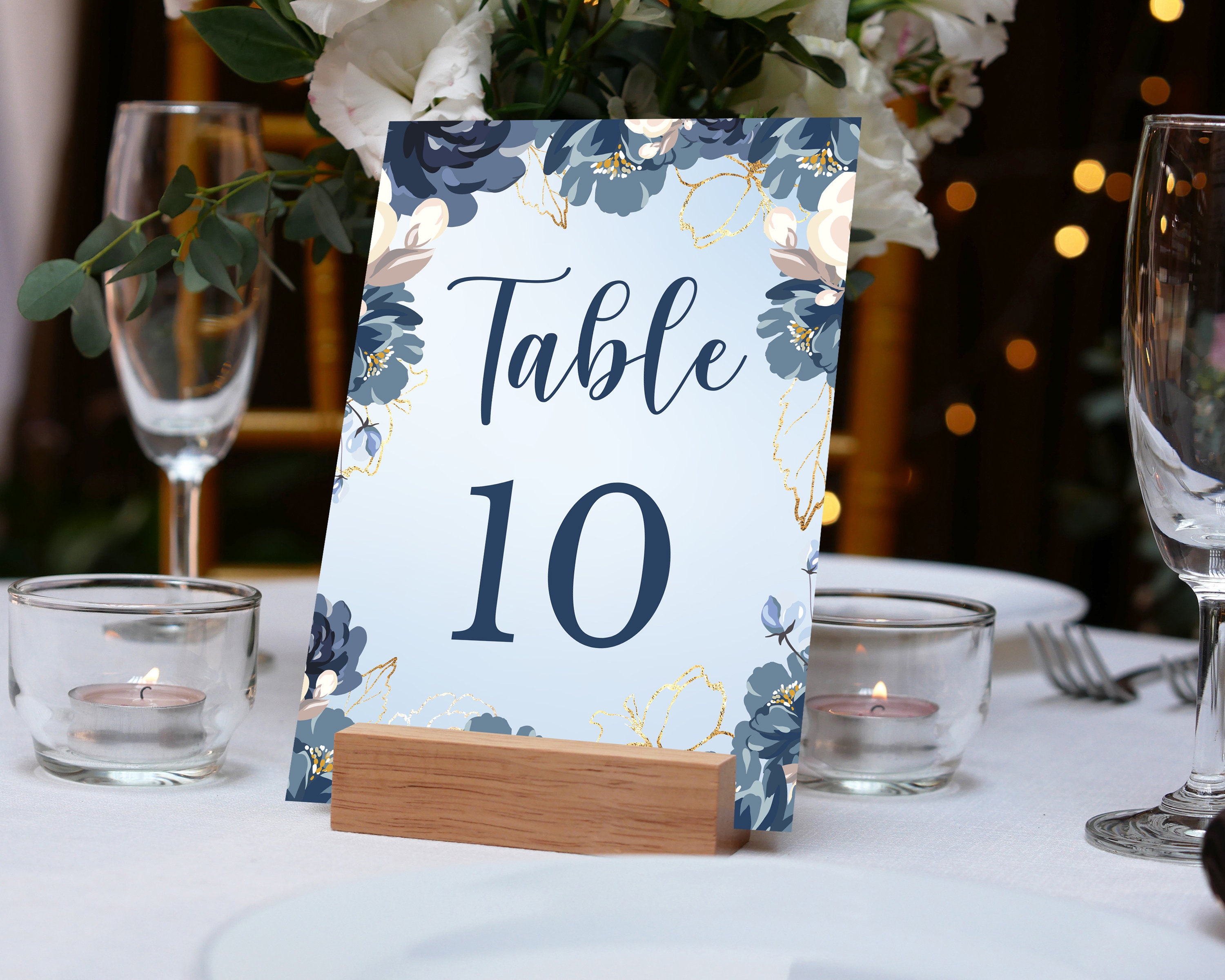 Royal Blue Printable Table Number Template Vertical Wedding - Etsy