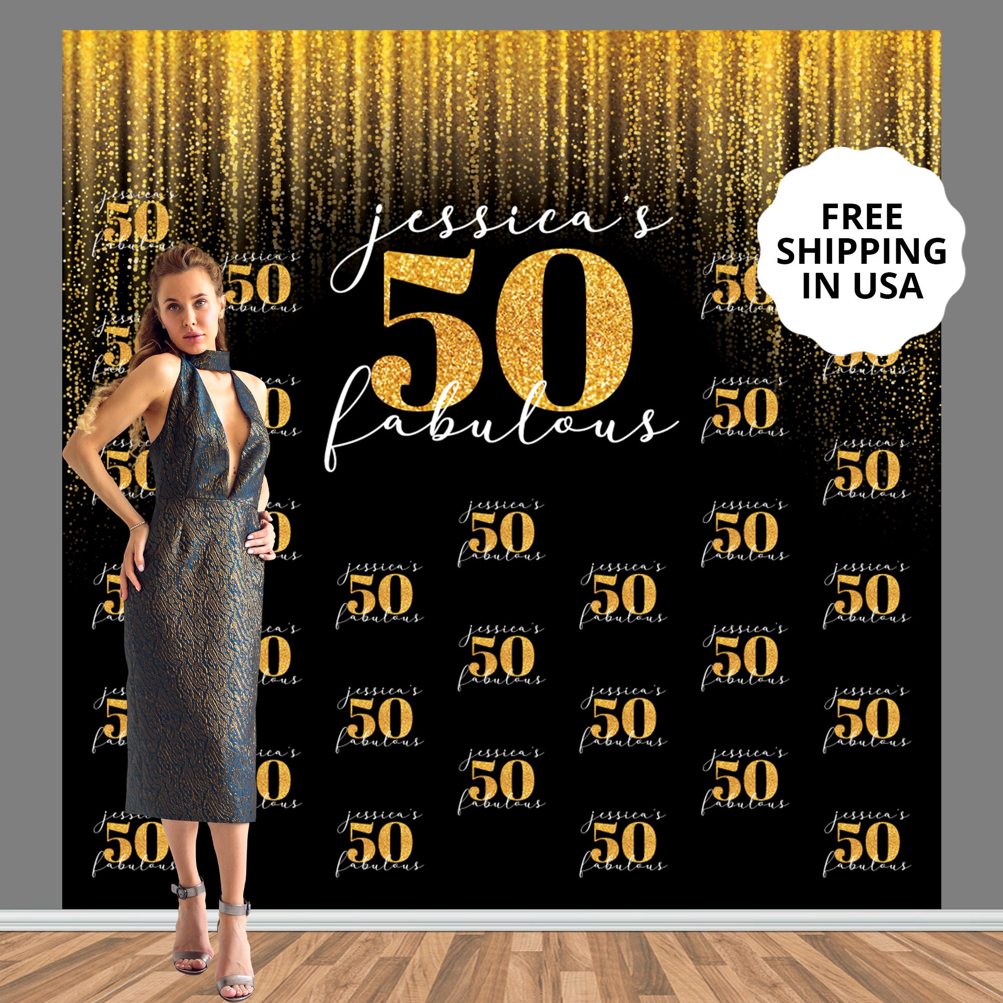 Gold Fabulous 50 Step and Repeat Banner Fabulous 50 Backdrop - Etsy
