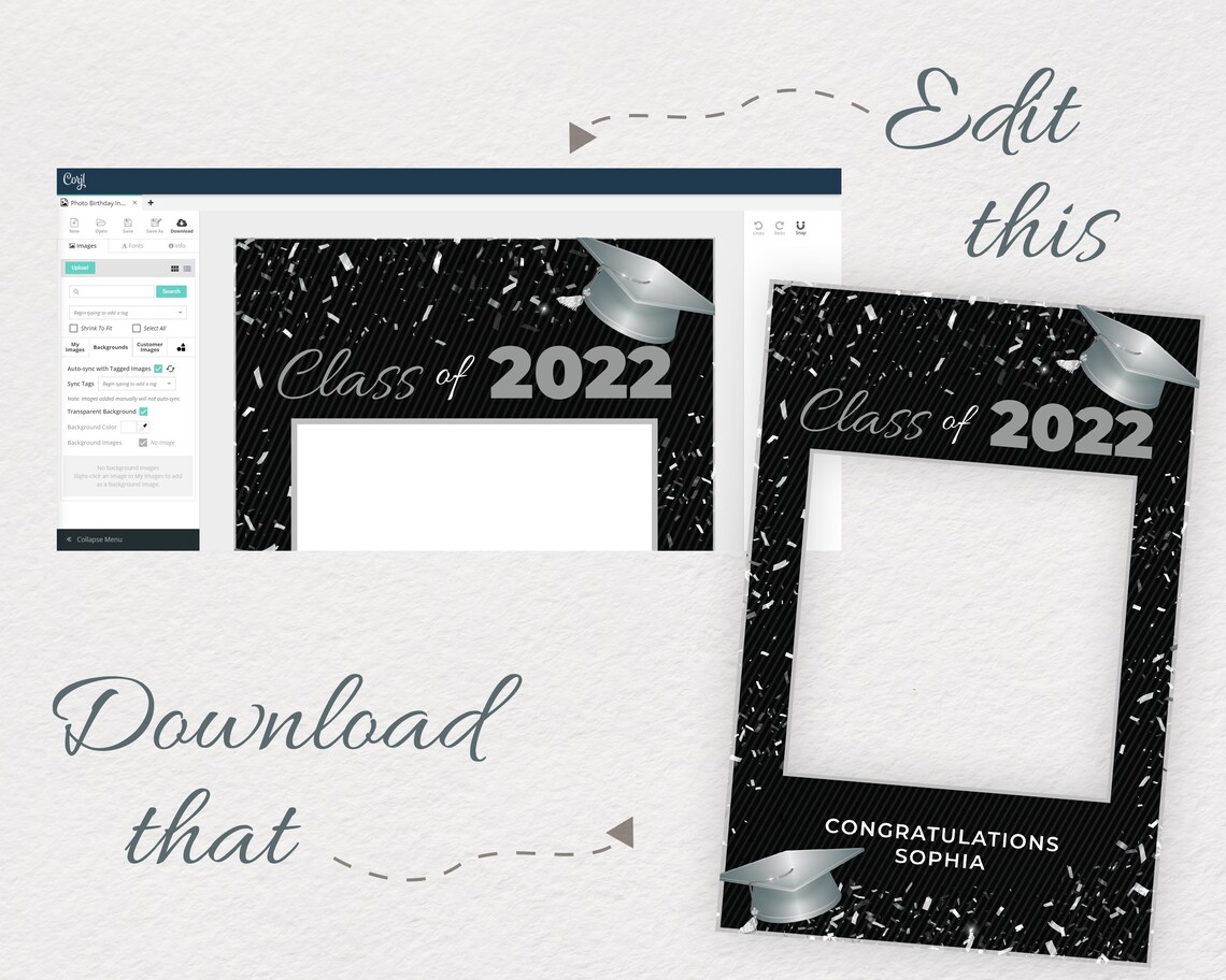 Editable Silver Graduation Photo Prop Frame Graduation Party - Etsy