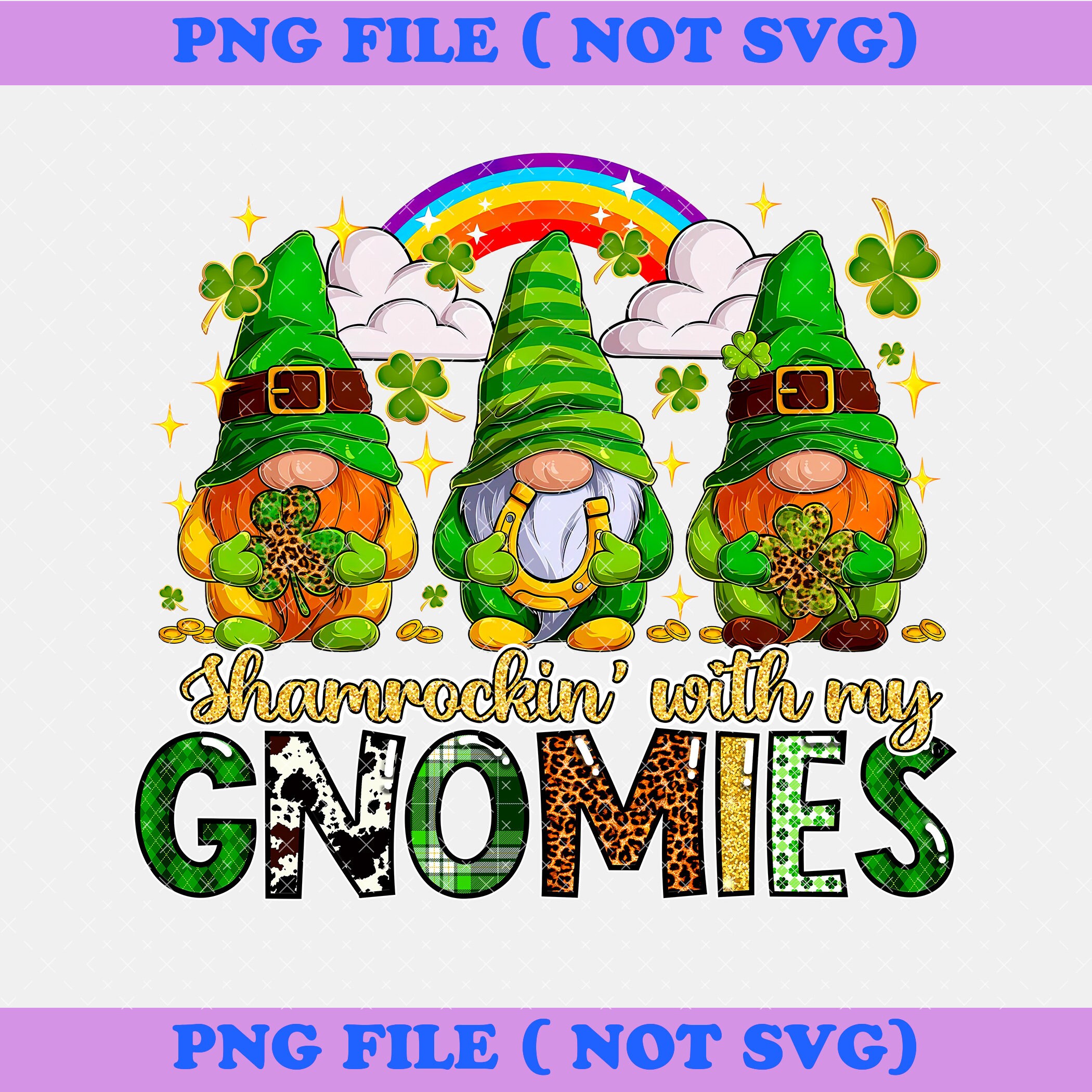 Shamrockin' With My Gnomies PNG Happy St. Patrick's - Etsy